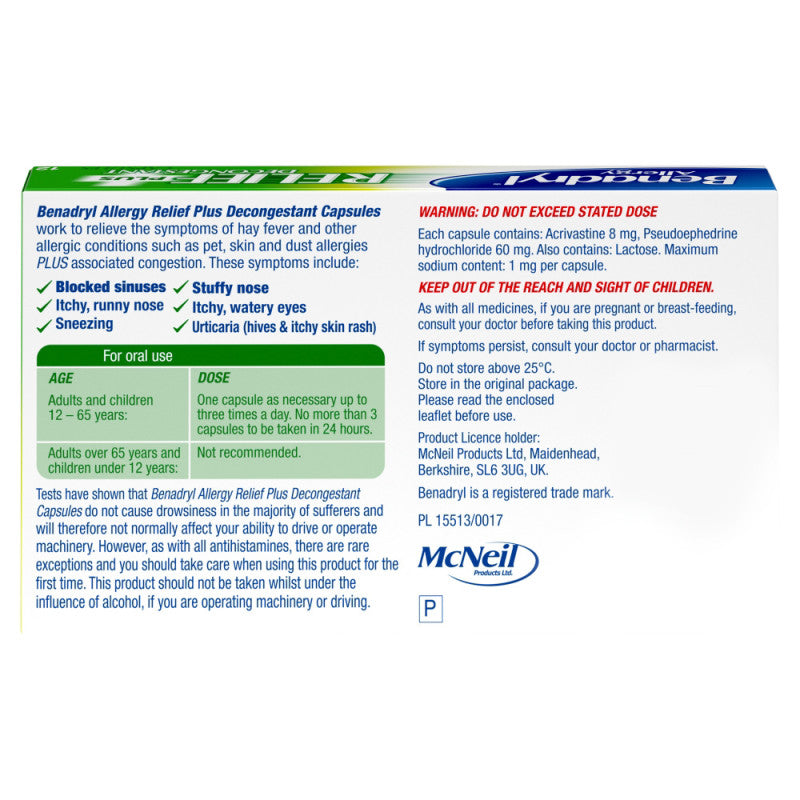 Benadryl Allergy Plus Capsules – Xtreme Pharmacy